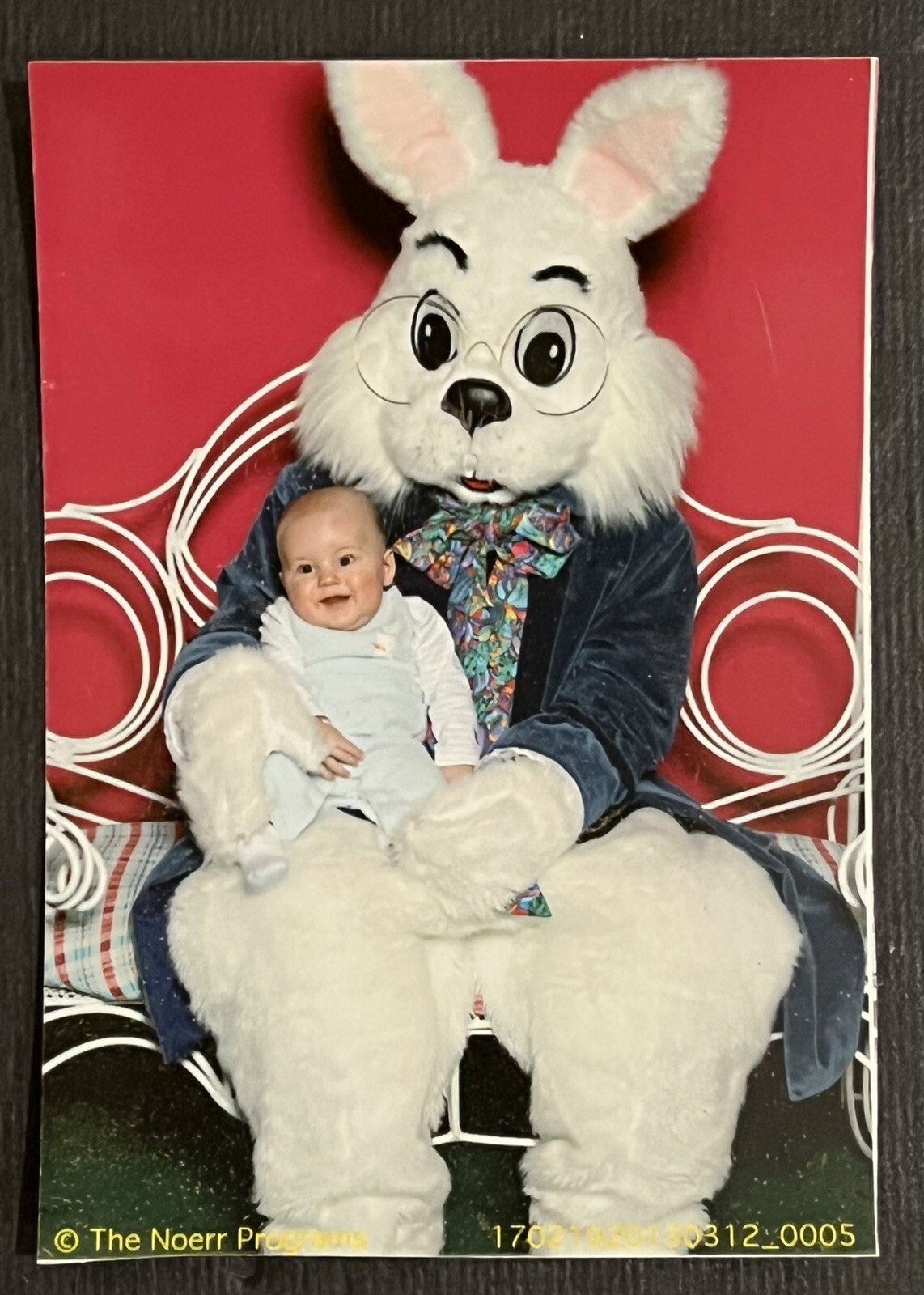FOUND VINTAGE PHOTO PICTURE Baby With A Big Easter Bunny Rabbit | eBay