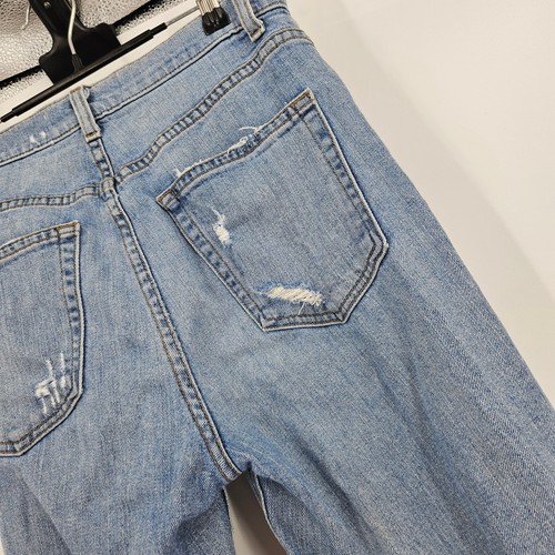 Reformation Jeans Blue Ripped Knee Distressed High Rise Straight Leg ...