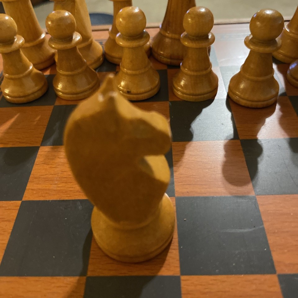 Vtg Horn McCrillis Staunton Wooden Chess Set Pieces 3 1/4” King ...