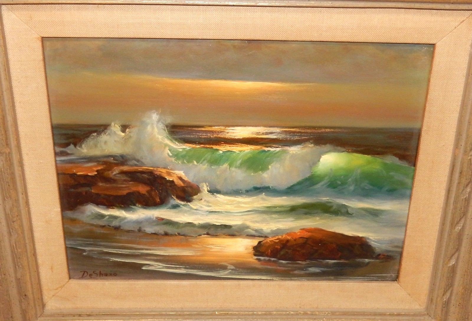 WILLIAM DESHAZO ORIGINAL OIL ON BOARD SEASCAPE PAINTING LISTED ARTIST ...