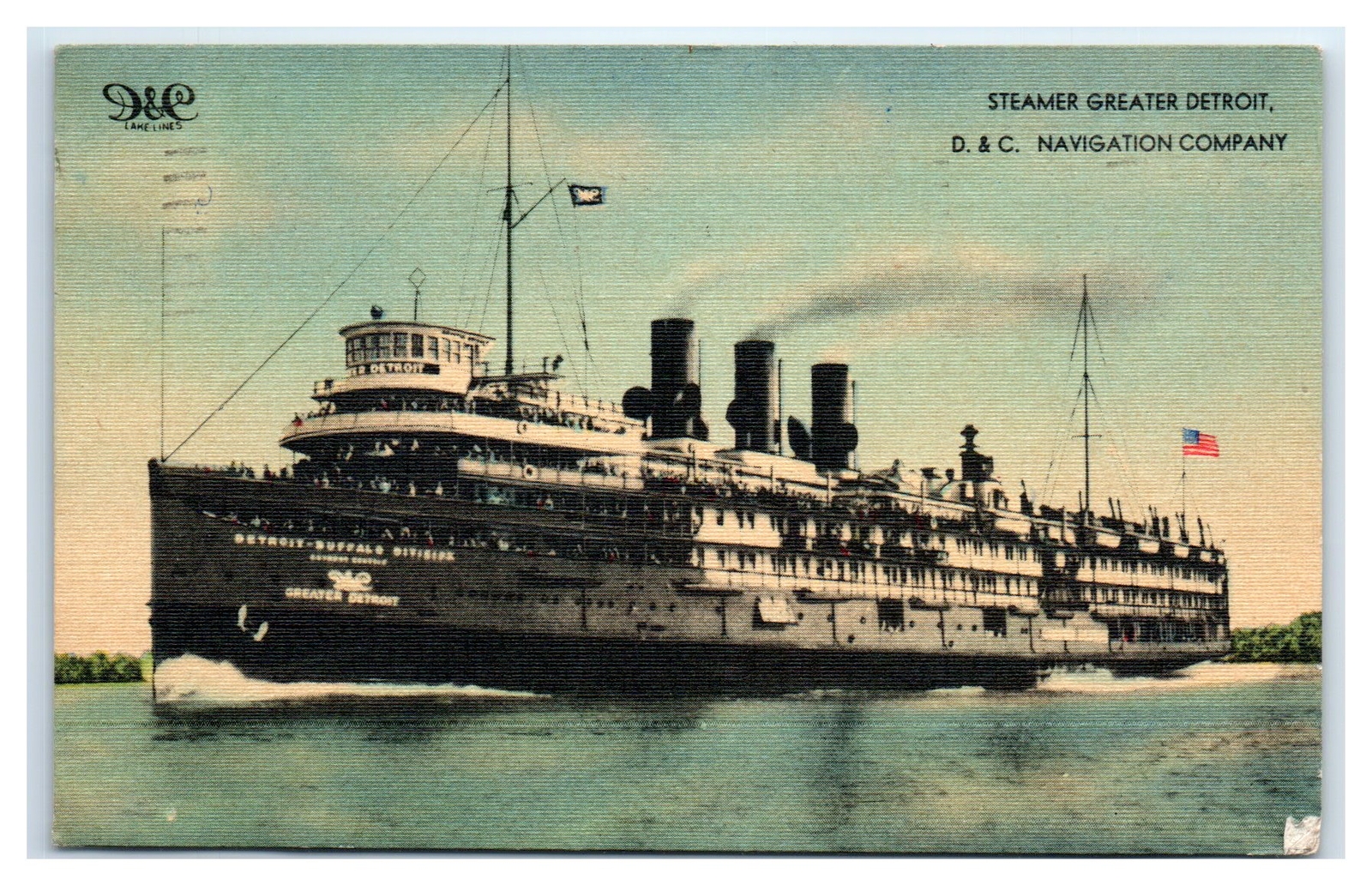 1947 Postcard- STEAMER GREATER DETROIT LAKELINES D C NAVIGATION COMPANY ...