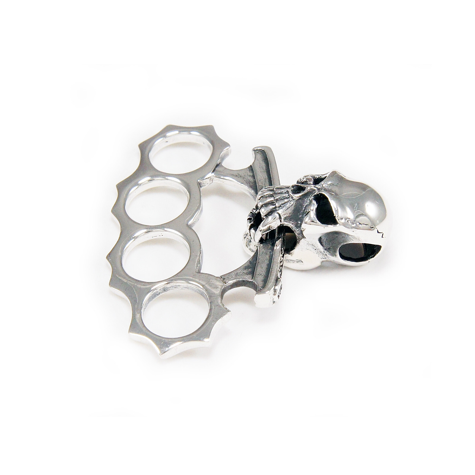 SKULL KNUCKLE DUSTER 925 STERLING SILVER BIKER GOTHIC ROCKABILLY ...