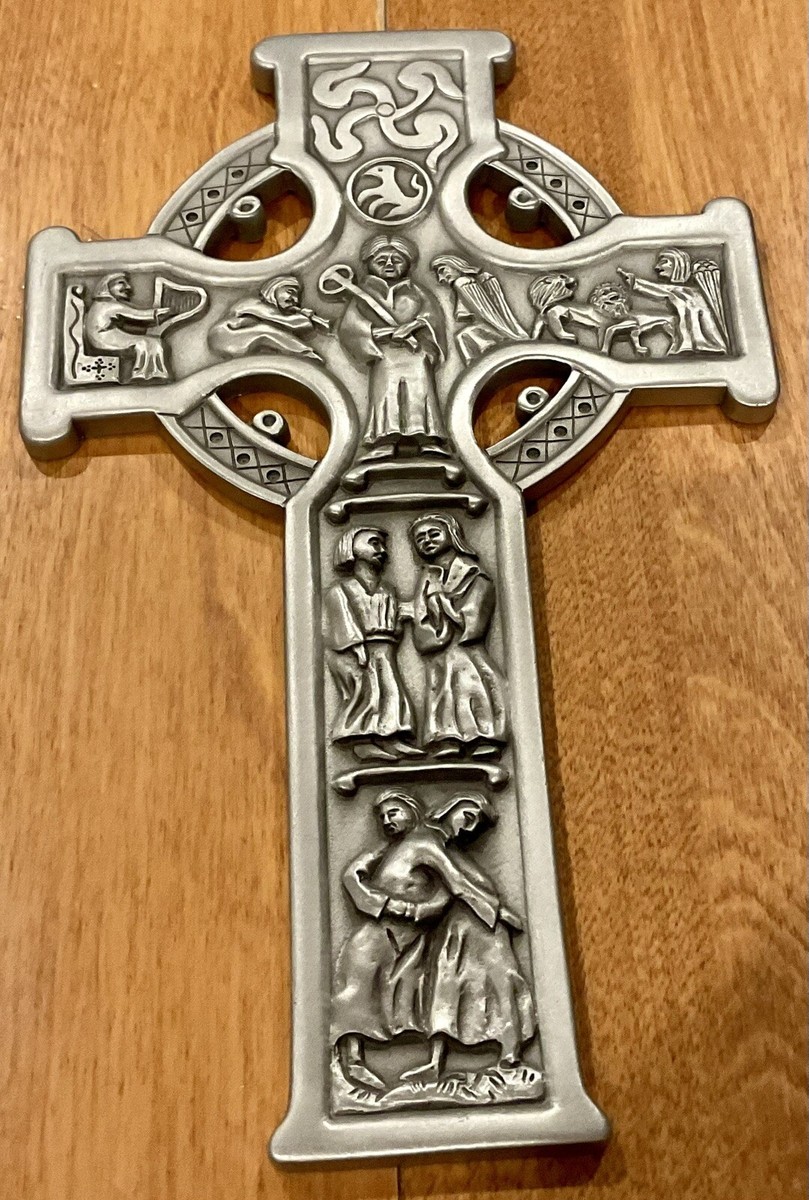 Religious Pewter Knotted Celtic Wedding Wall Cross