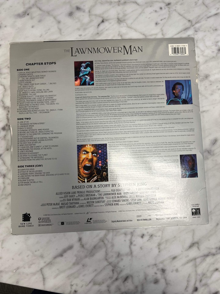 The Lawnmower Man Laserdisc Movie LD121624 43396758964 | eBay