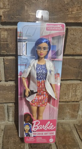 Barbie Scientist Doll Long Blue Hair Lab Coat Microscope You Can Be ...