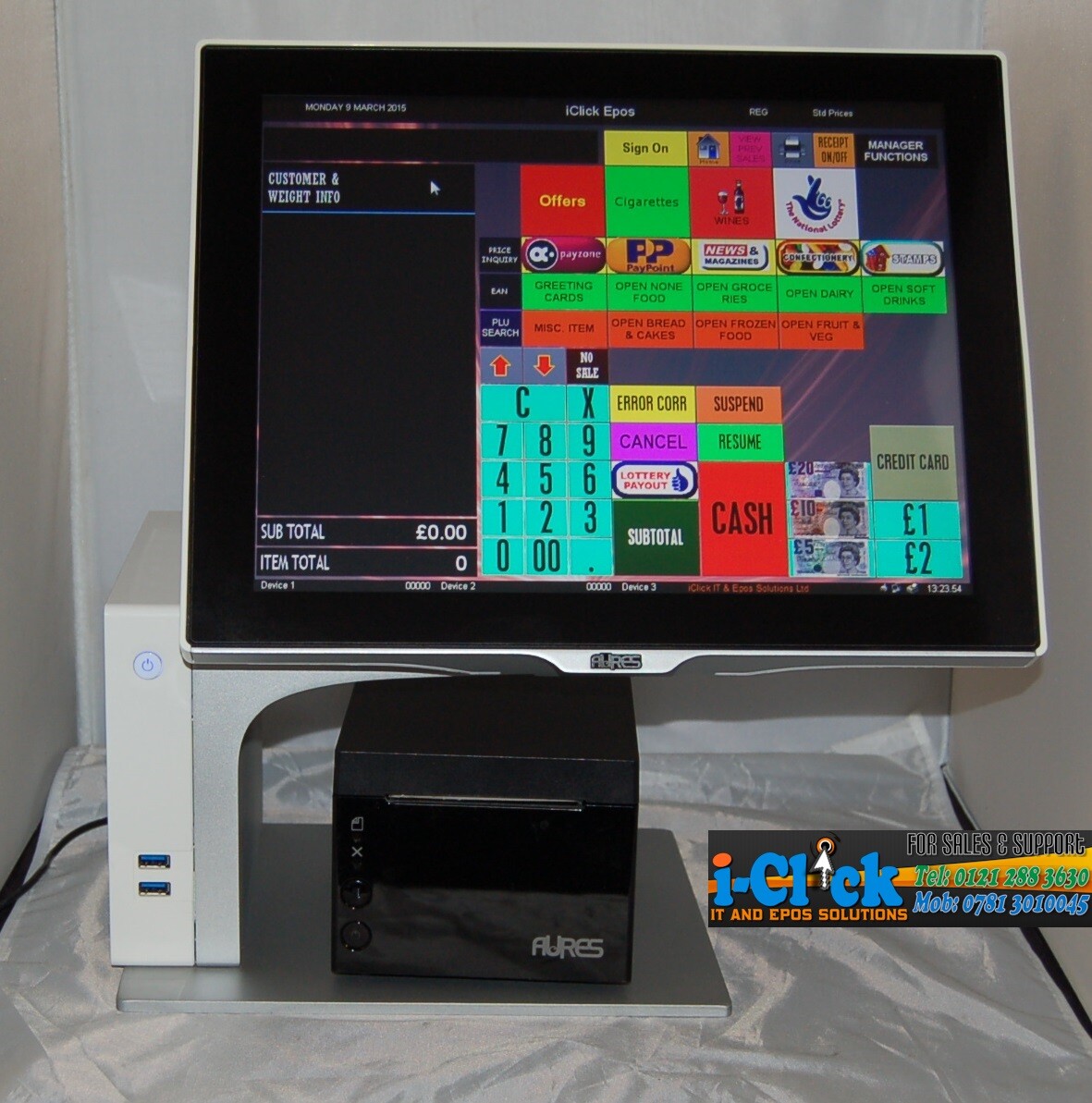 Aures Sango Epos System Touch Screen Hospitality Pub Fast Food Coffee ...