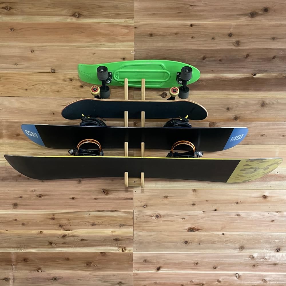 Skateboard & Snowboard Wall Mount Display - 4 Board Indoor Rack Made ...