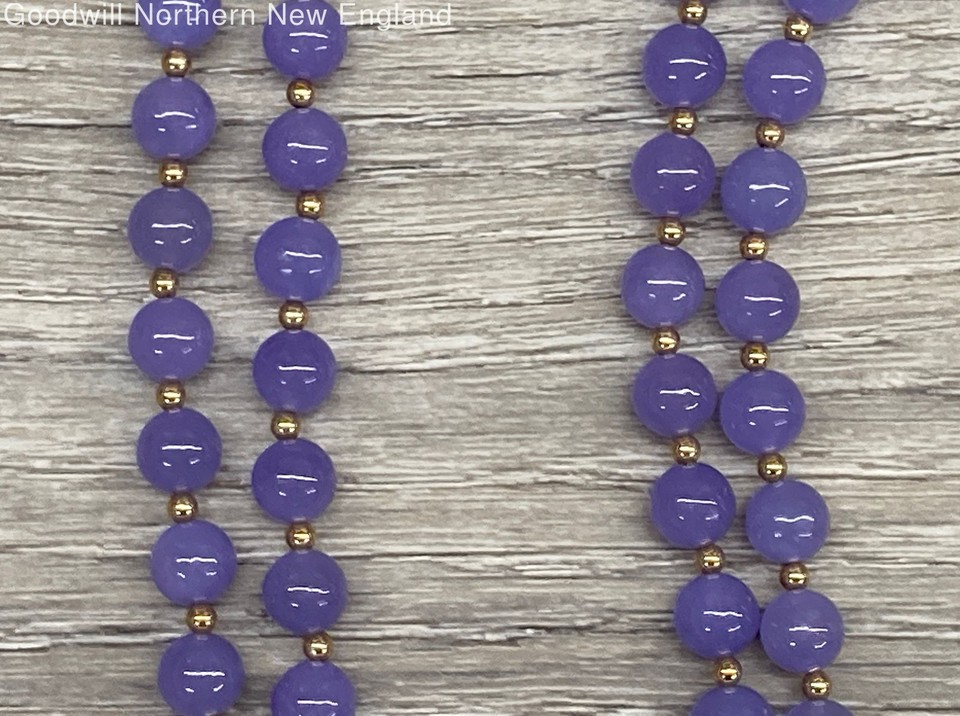 Costume Jewelry Purple Lavender Jade Polished Beads Gold Tone Spacers ...