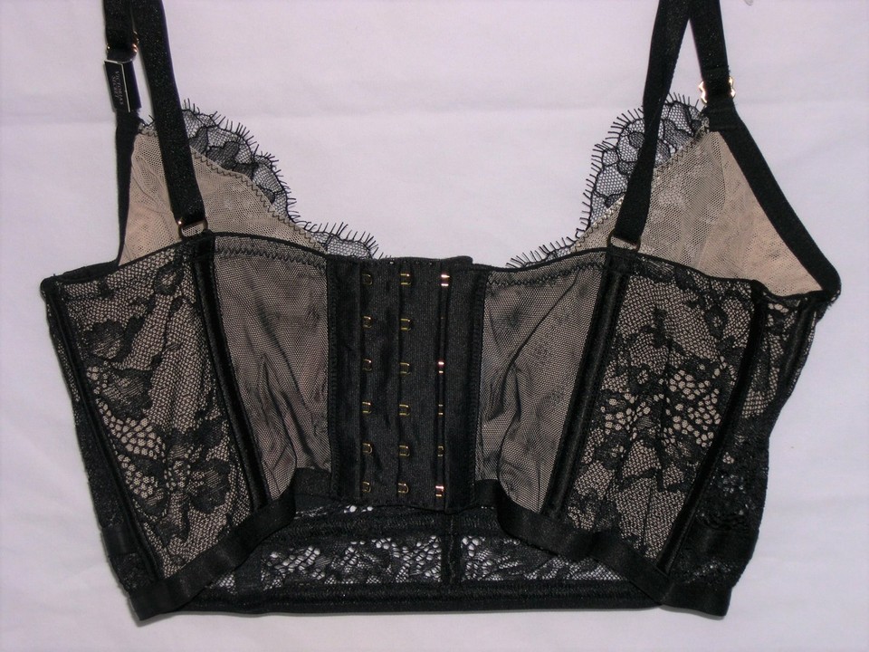 Victoria's Secret VERY SEXY Black Lace Unlined Long Line UW Demi Bra ...