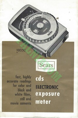 Vintage Sears cds Electronic Exposure Meter Manual | eBay