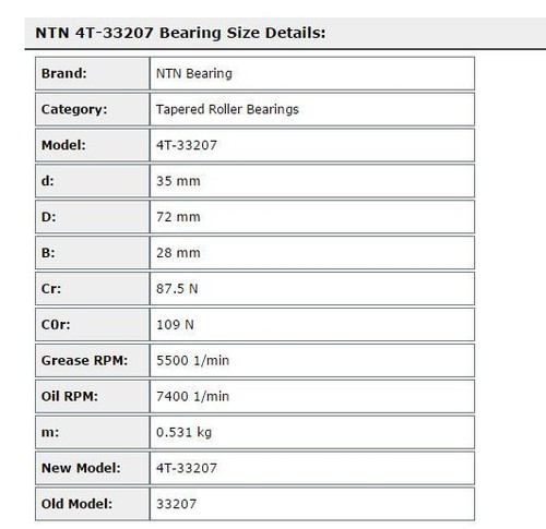 1PC NTN 4T-33207 Tapered roller bearing 35x72x28mm | eBay