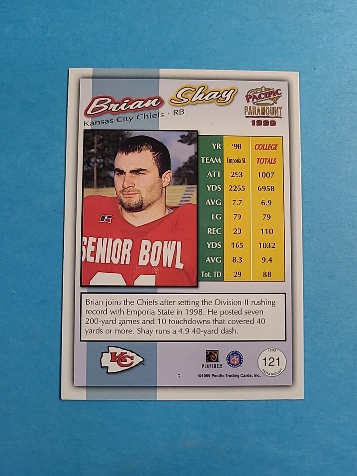 BRIAN SHAY 1999 PACIFIC PARAMOUNT FOOTBALL CARD # 121 I0669 | eBay