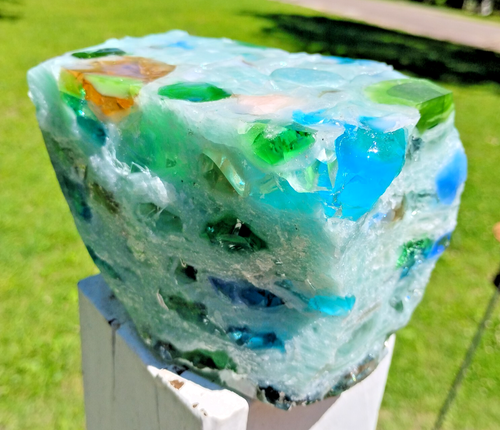 glass rock slag aquarium landscape multi color slag glass lapidary 3lbs ...