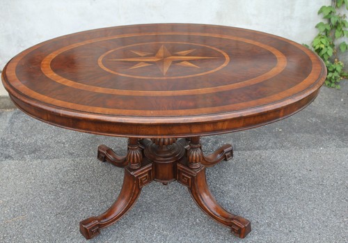 Regency Style Large Custom Made Walnut Center Table|MidCentury Antique ...