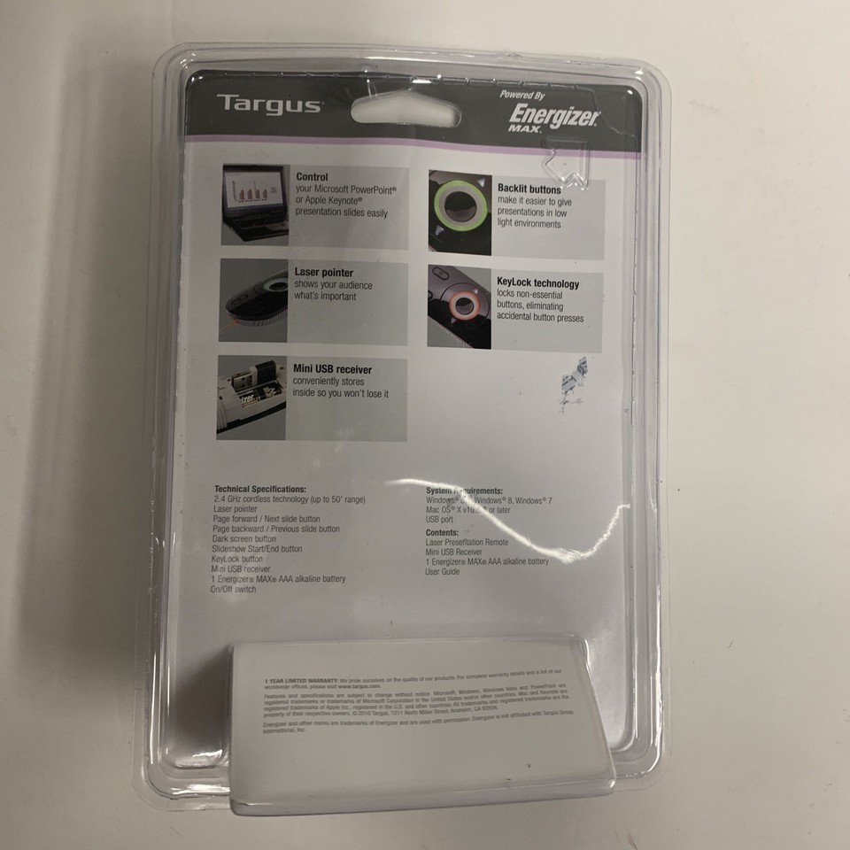 Targus Laser Presentation Remote with Key Lock Technology to Lock Non-Essential | eBay