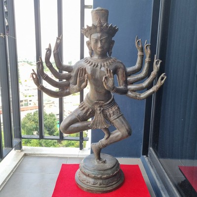 30.7" Large Thai Buddha Statue Garden Khmer Apsara God Hevajra Bronze ...