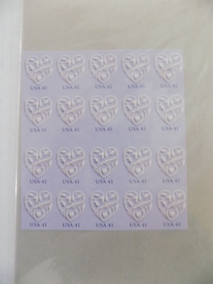 Love Hearts US Stamps Booklet 20 Stamps 41 Cents White/Silver NOS LAST ...