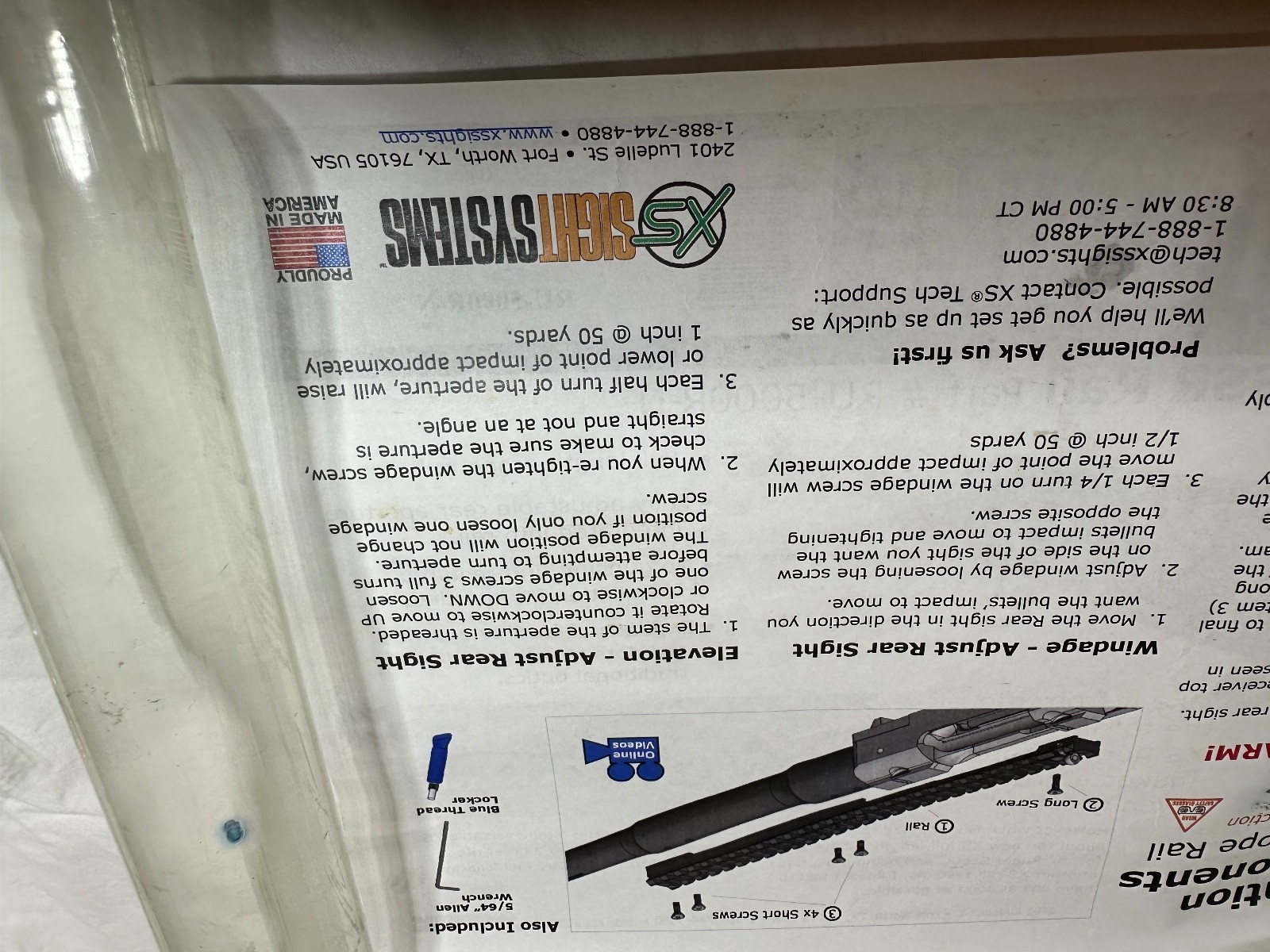 XS Sights Picatinny Rail w/Ghost Ring Rear Sight Fits Ruger Gunsite ...