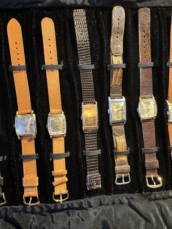 Antique watch lot -35 total: Elgin Gruen Bulova Longines Waltham ...