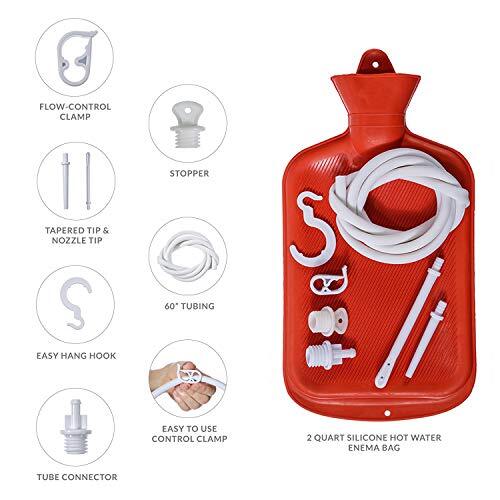 Home Enema Douche Kit Hot Water Bottle Bag 2 Quart Capacity Reusable ...