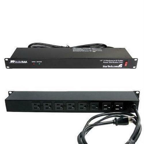StarTech.com 8 Outlet Horizontal 1U Rack Mount PDU Power Strip for ...