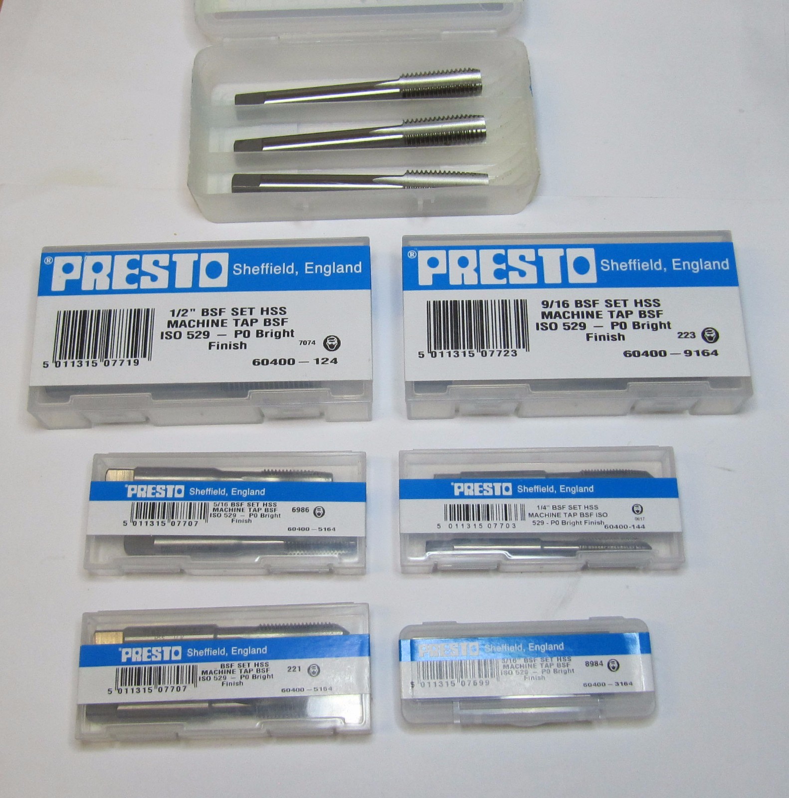 Presto 5/16 BSF Tap Set 5/16" x 22tpi HSS BSF 3Pc Set From RDGTools for ...