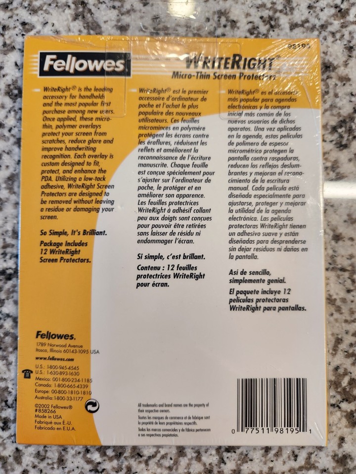 Fellowes WriteRight Micro-Thin Screen Protectors for Palm for Palm Zire ...