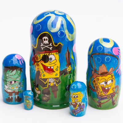 Sponge Bob wooden Nesting Dolls 4" hand painted matryoshka doll | eBay