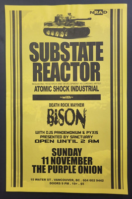 Substate Reactor Bison Concert Poster 2007 Vancouver BC Canada Rock ...