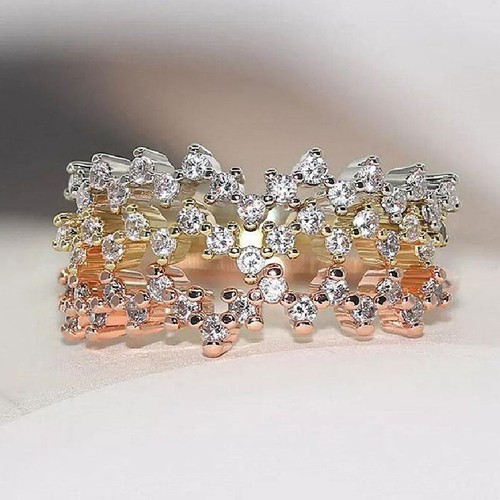 Pretty Cubic Zirconia 925 Silver Filled Ring Women Anniversary Jewelry ...