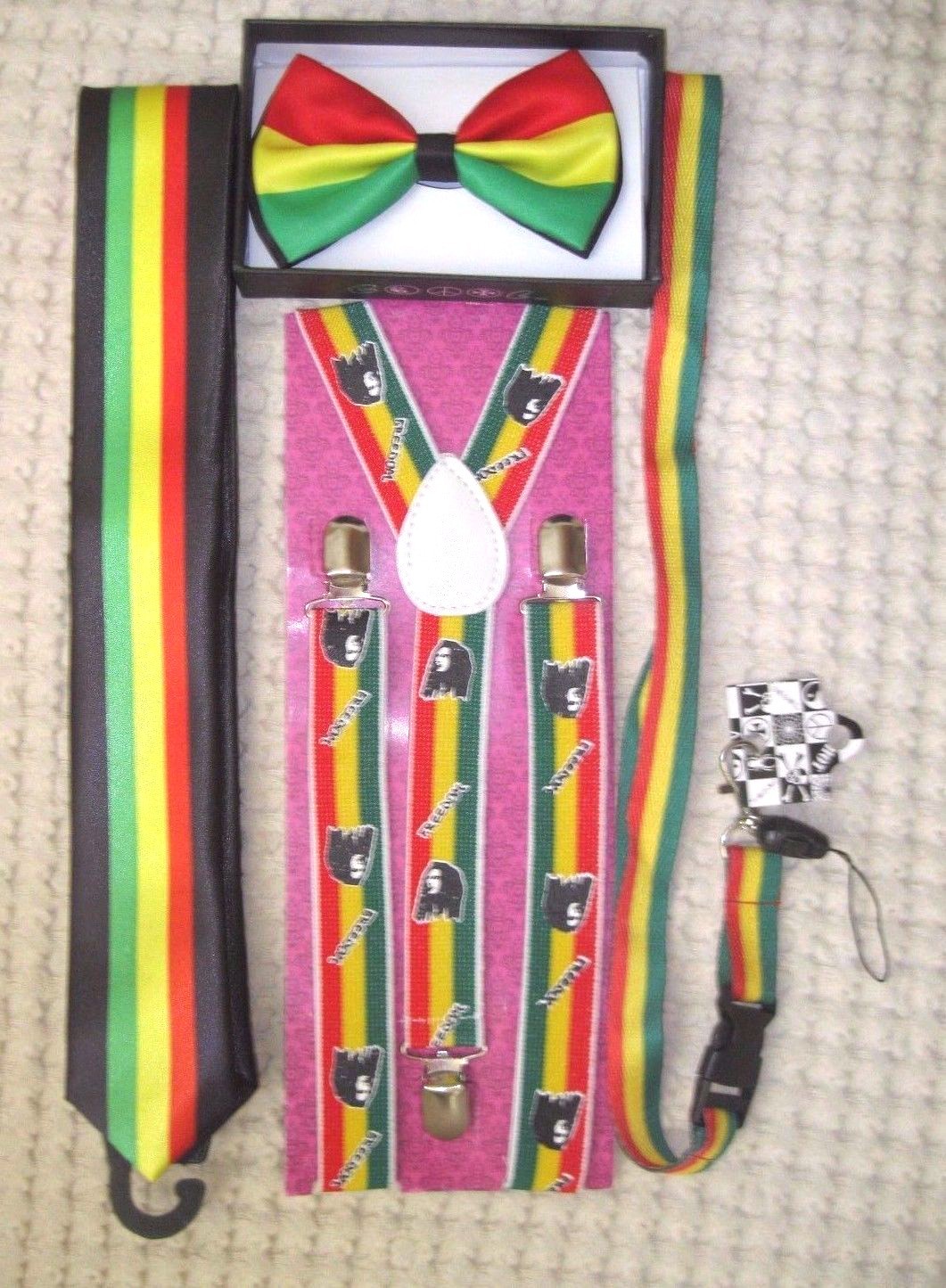 Rasta Stripes Bow Tie,Rasta NeckTie,Rasta Stripes Suspenders&Rasta ...