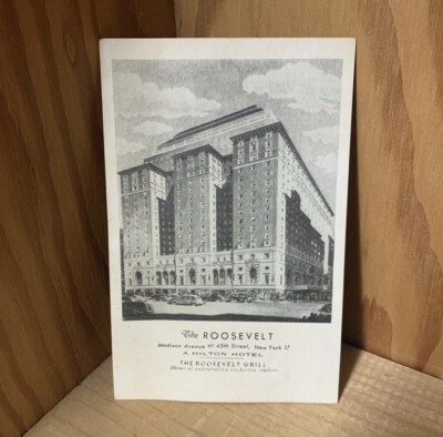 THE ROOSEVELT NYC Vintage 1950s Linen Postcard Lumitone Print | eBay