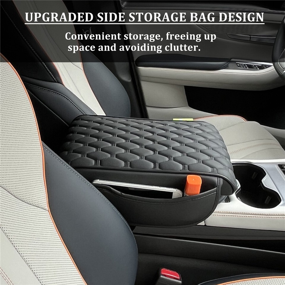 PU Leather Universal Car Armrest Cover Center Console Box Arm Rest Pad ...