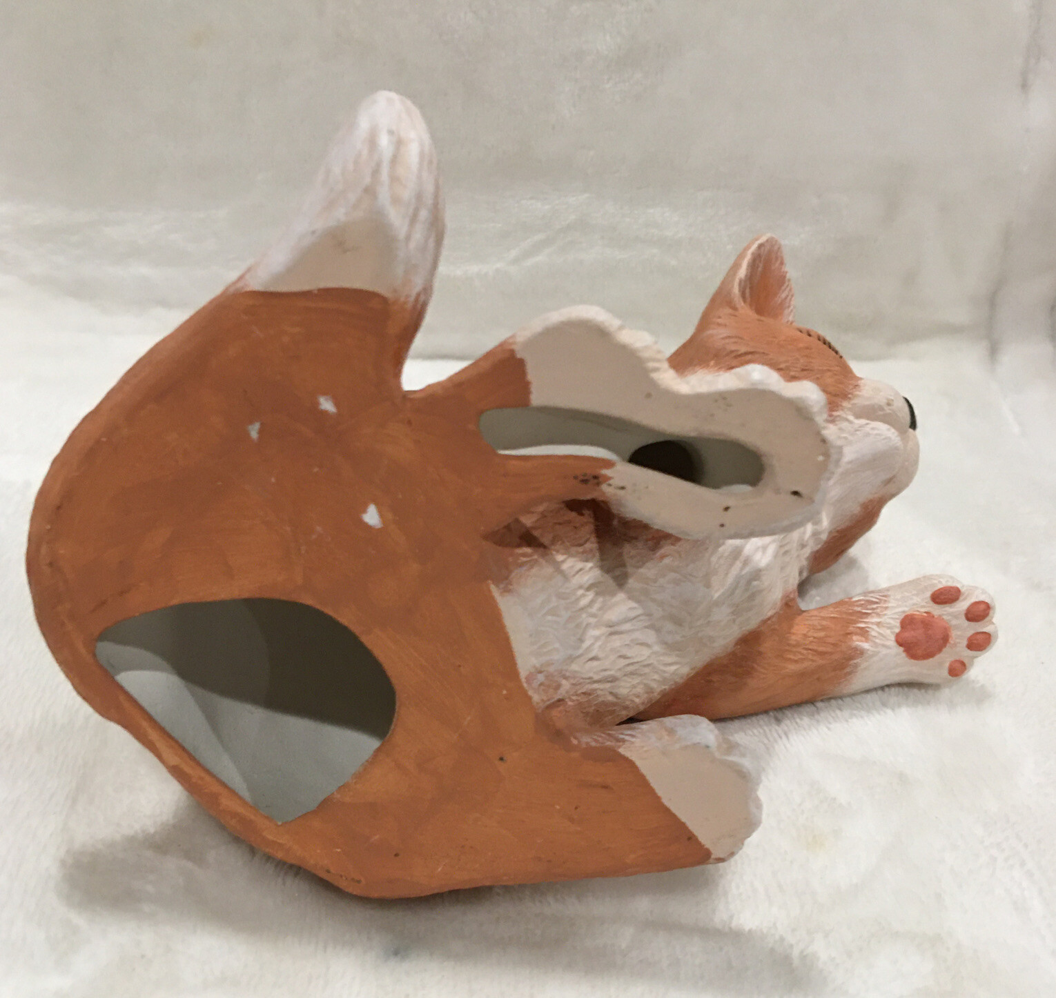 Ceramic Plaster Cat With Paw Up And Pretty Green Eyes Very Cute See ...