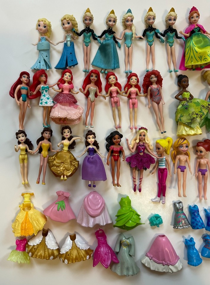 Disney Princess Magic Clip Polly Pocket Dolls Lot of 42 With Clothes ...