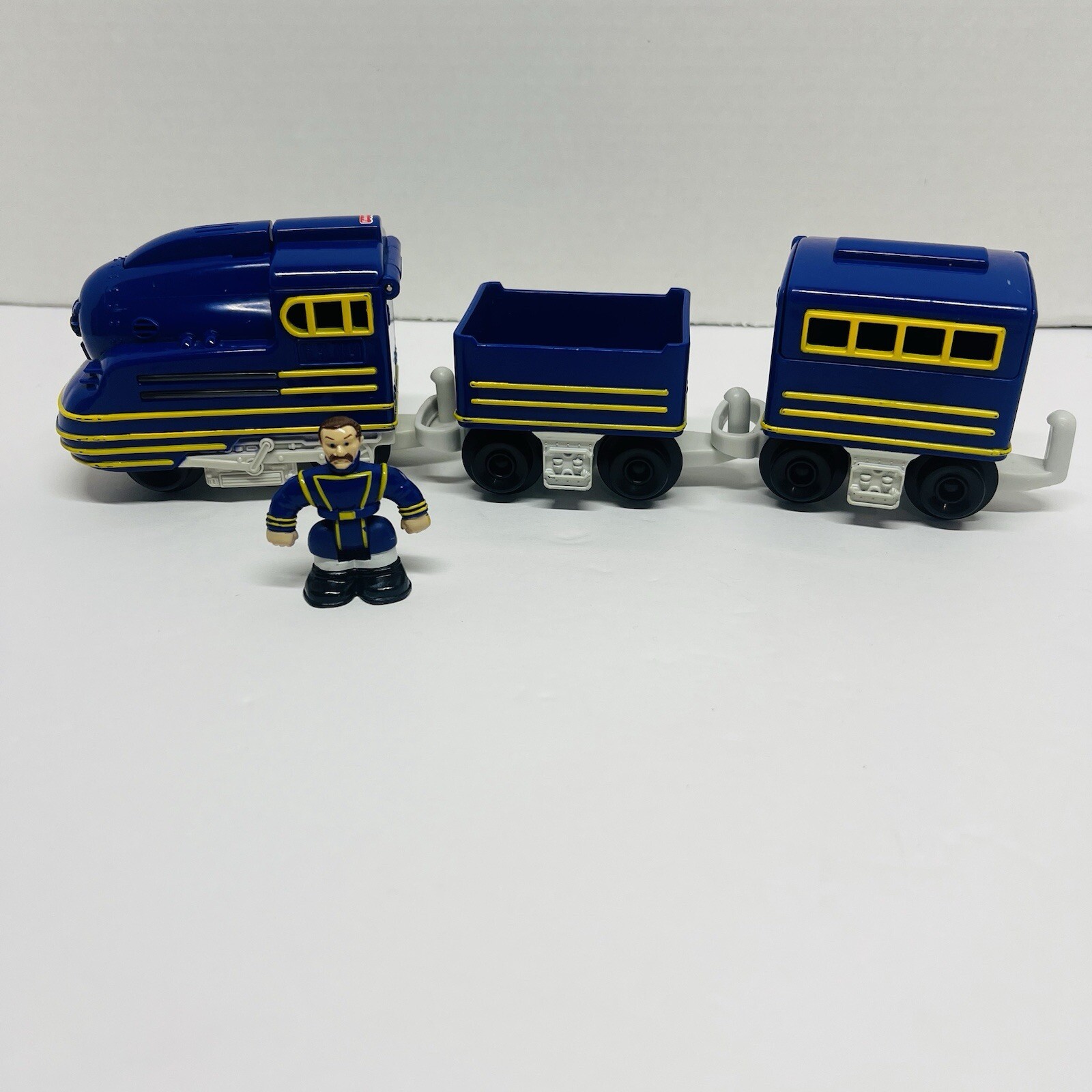 Fisher-Price Geotrax Brutus & Victor Blue Push Train Set Working Lights ...