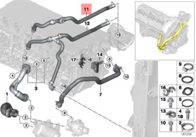 Genuine Engine Thermostat Hose Heat Exchanger Engine Oil BMW X1 X3 ...