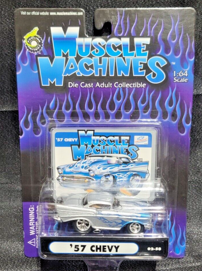 Muscle Machines Silver '57 Chevy Diecast 1:64 Funline Vehicle 02-58 | eBay