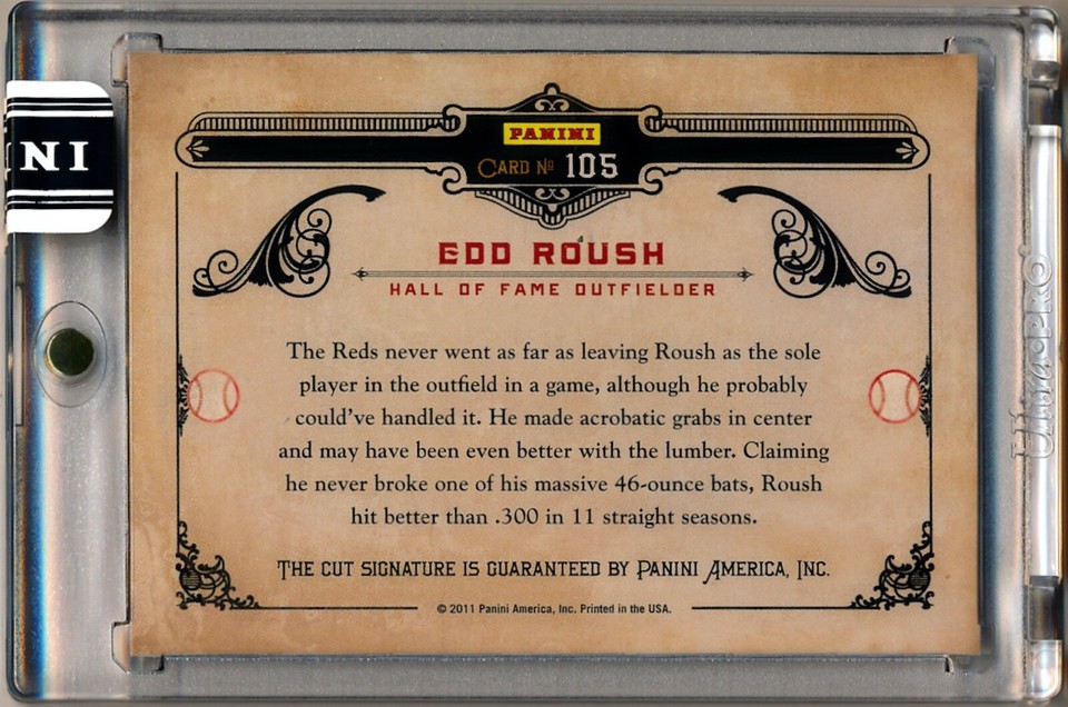 2011 Donruss Limited Cuts #105 EDD ROUSH Auto AUTOGRAPH Reds 27/49 | eBay