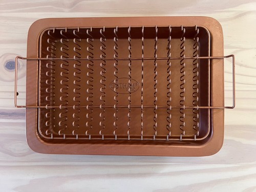 GOTHAM STEEL Copper Bacon Bonanza Baking Rack & Drip Pan, 12 Slice ...