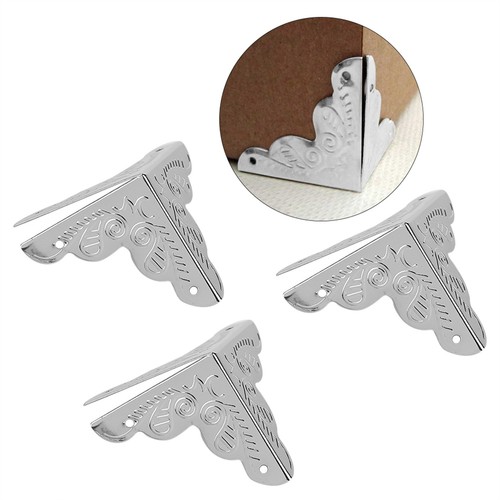 (Silver) 12pcs Vintage Metal Three Sides Corner Decorative Protectors ...