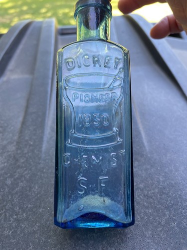 DICKEY PIONEER CHEMIST 1850 SAN FRANCISCO, CAL. RARE SAPPHIRE BLUE DRUG ...