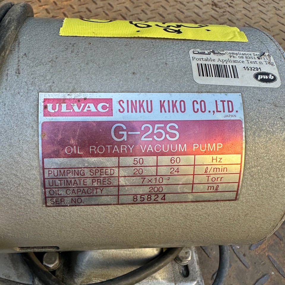 Sinku Kiko G-25S ULVAC Oil Rotary Vane Vacuum Pump 1~ Single Phase 20l ...