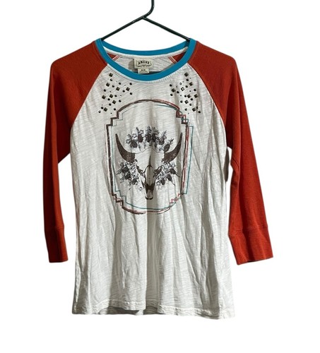 Ariat Women Bull Skull Logo Graphic T- Shirt Sz Medium Western Rodeo ...