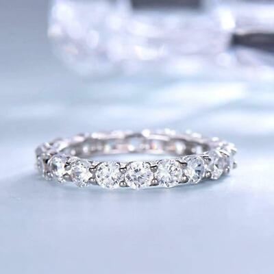 Full Eternity Anniversary Band 3ct Round Lab-Created Moissanite Gold ...