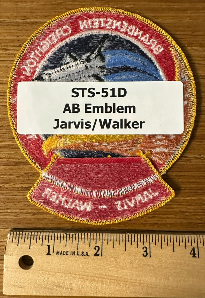 ORIGINAL NASA Space Shuttle STS-51D JARVIS WALKER 4" PATCH AB EMBLEM ...