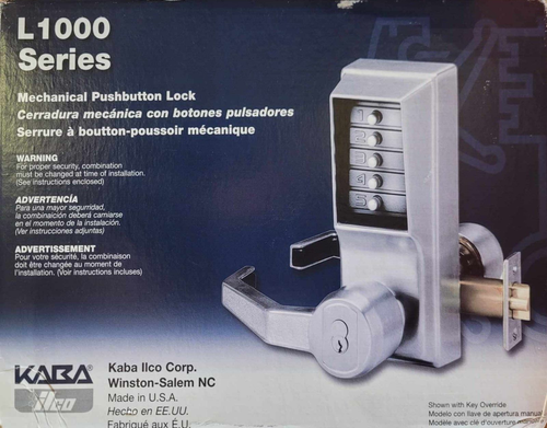 Kaba L1000 Series Mechanical Pushbutton Lockset Satin Chrome ...
