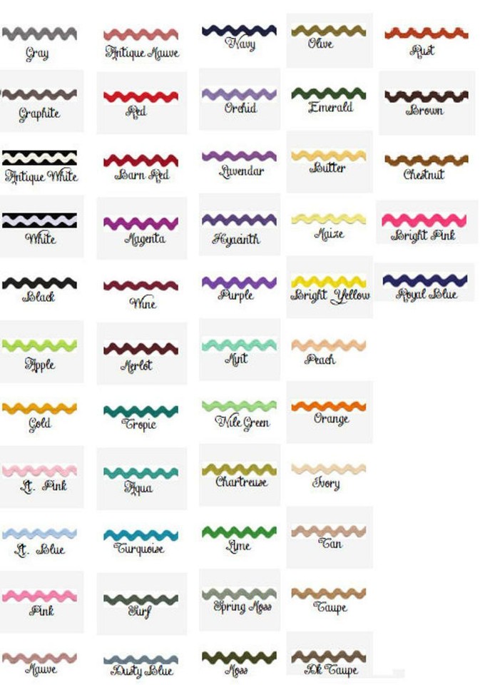 Ric Rac Trim 1/2" - 49 Colors 4 Yard Cards -.5 inch, half inch | eBay