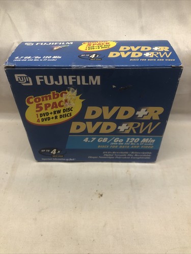 Fujifilm Combo 5-Pack DVD+RW Disc DVD+R Discs 4.7GB 120 Min Data ...