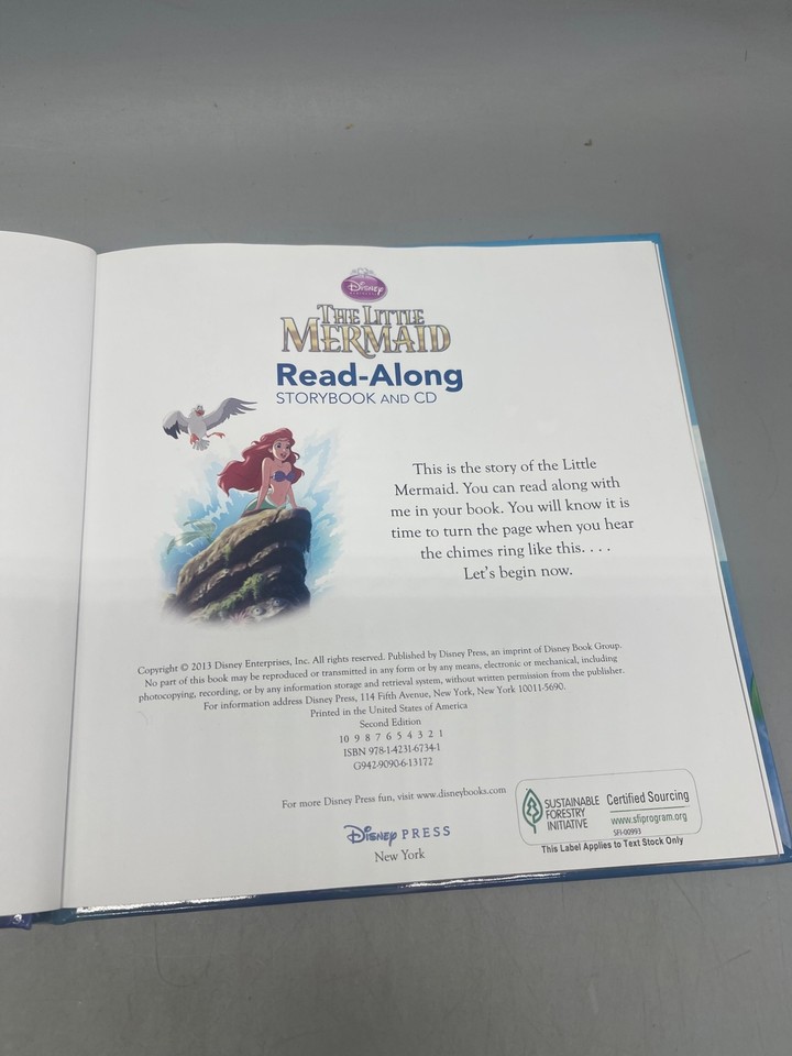 set of 2 Disney hardcover book read along CD the little mermaid ...